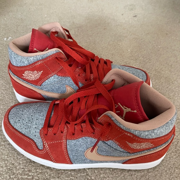Nike | Shoes | Air Jordan S Mid Denim Red | Poshmark